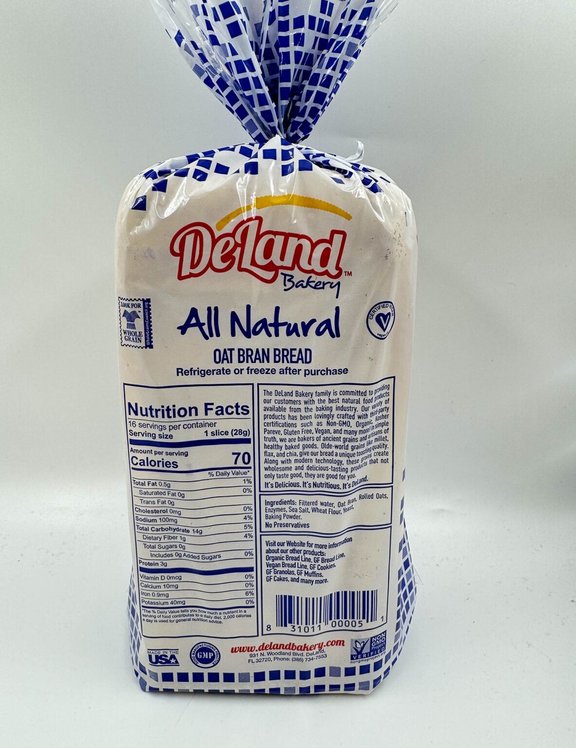 All Natural Oat Bran Bread - DeLand Bakery