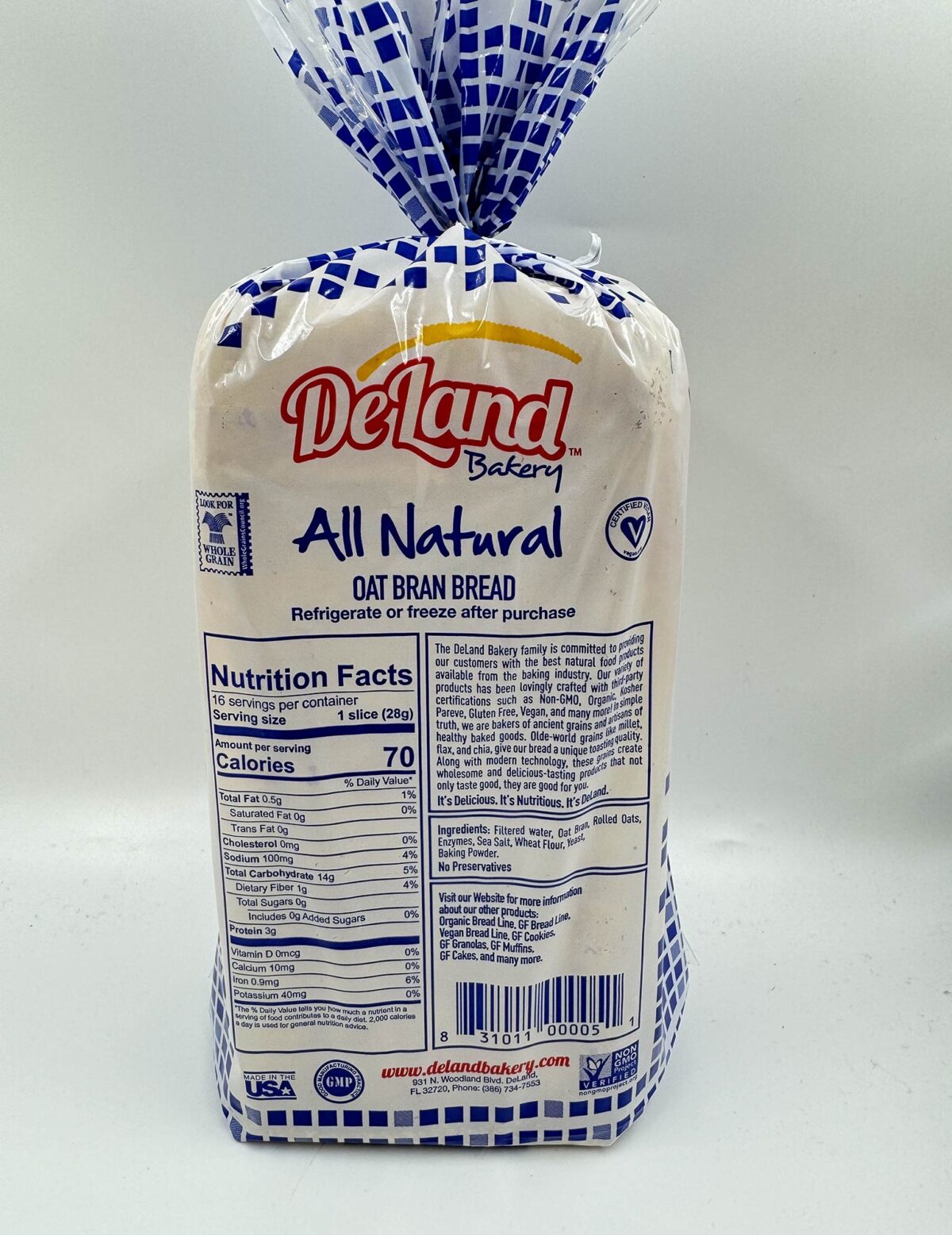 All Natural Oat Bran Bread - DeLand Bakery